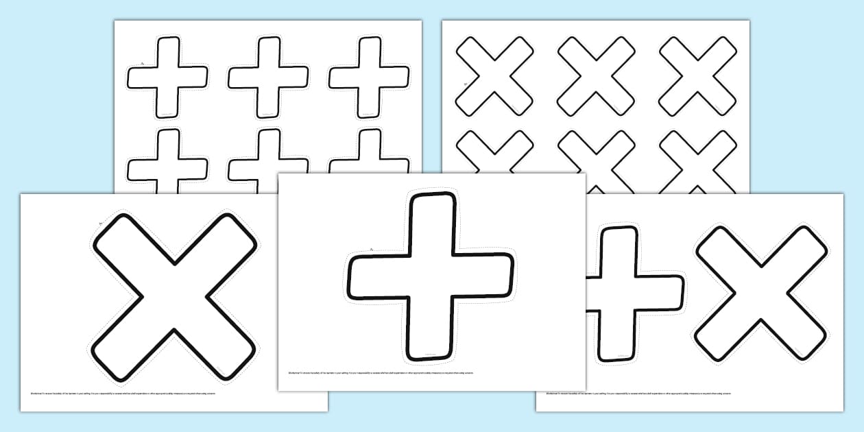 Blank Crosses + and x Cut-Outs For Display (teacher made)