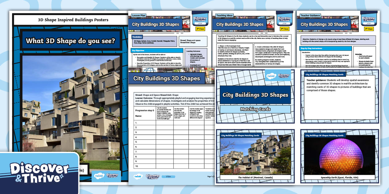 City Buildings: 3D Shapes Fourth Class - Twinkl