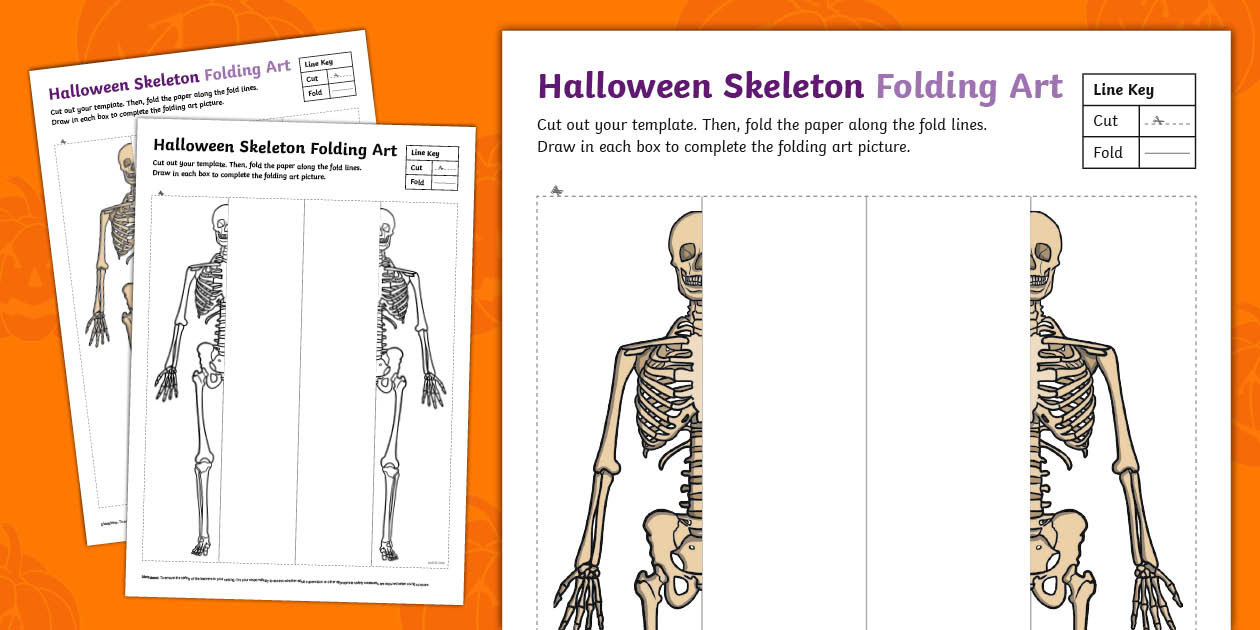 Halloween Skeleton Folding Art Template (teacher made)