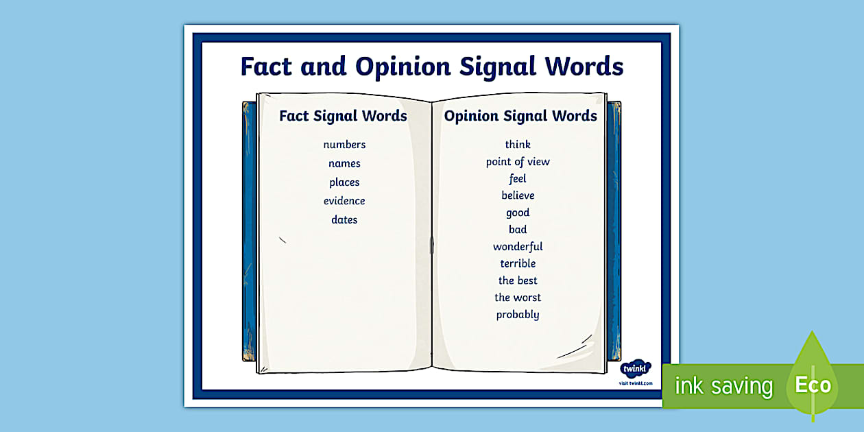 Fact and Opinion Signal Words Poster (Teacher-Made) - Twinkl