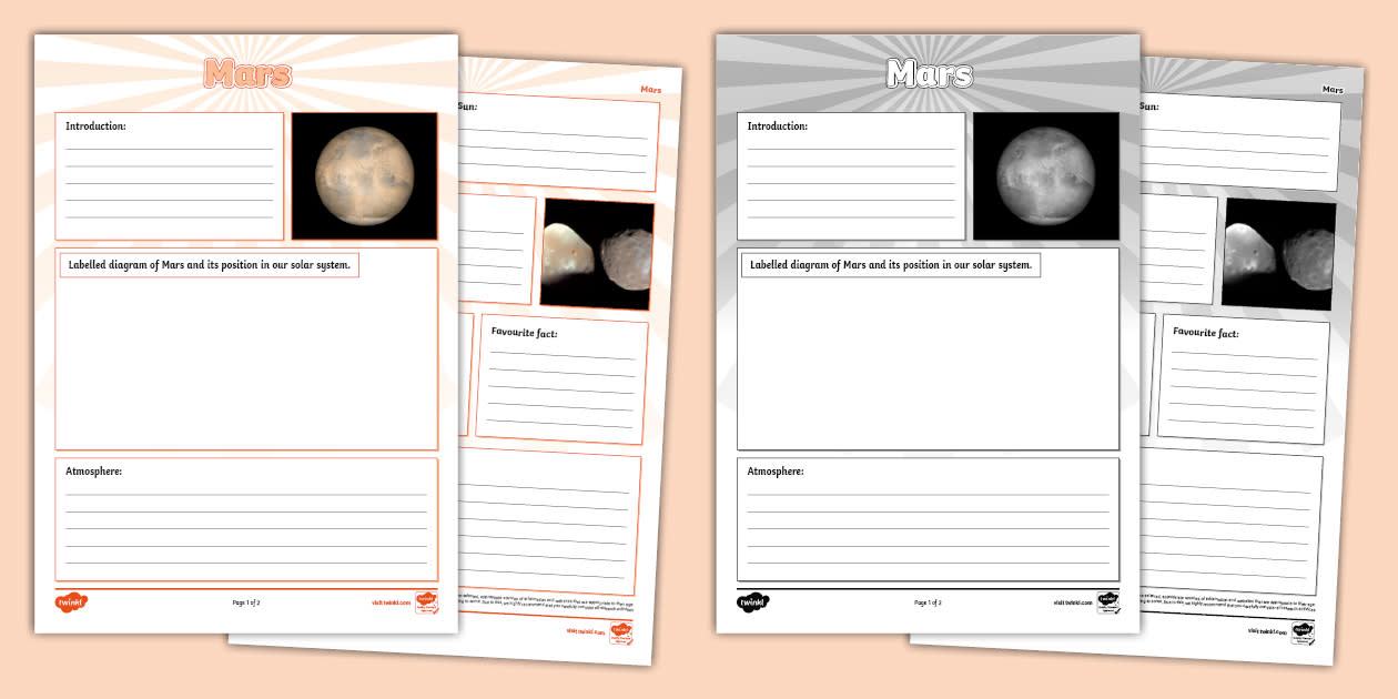 Mars Non-Chronological Report Template (teacher made)