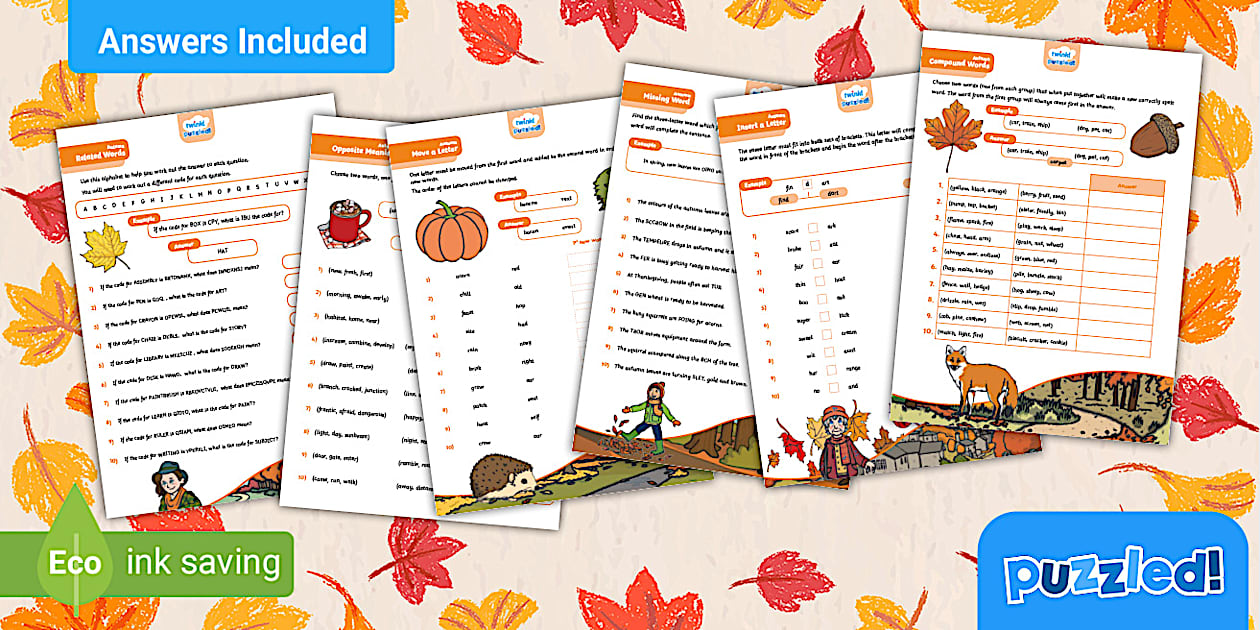 Autumn Verbal Reasoning Pack - L3 - Twinkl Puzzled - Kids