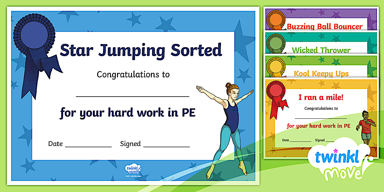 Editable Twinkl Move Daily Challenge Certificates KS2