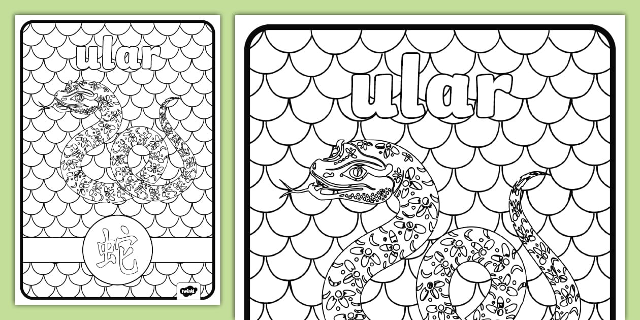 Lembar Mewarnai Poster Shio Ular (teacher made) - Twinkl