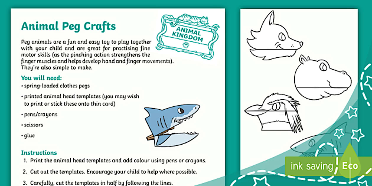 Animal Peg Craft Instructions (teacher made) - Twinkl