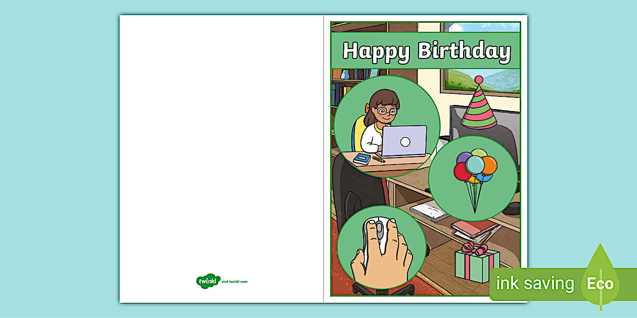 Computer Birthday Card (teacher made) - Twinkl