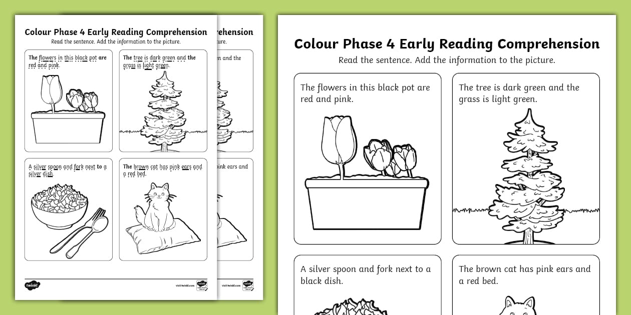 Colour Phase 4 Early Reading Comprehension Activity - Twinkl