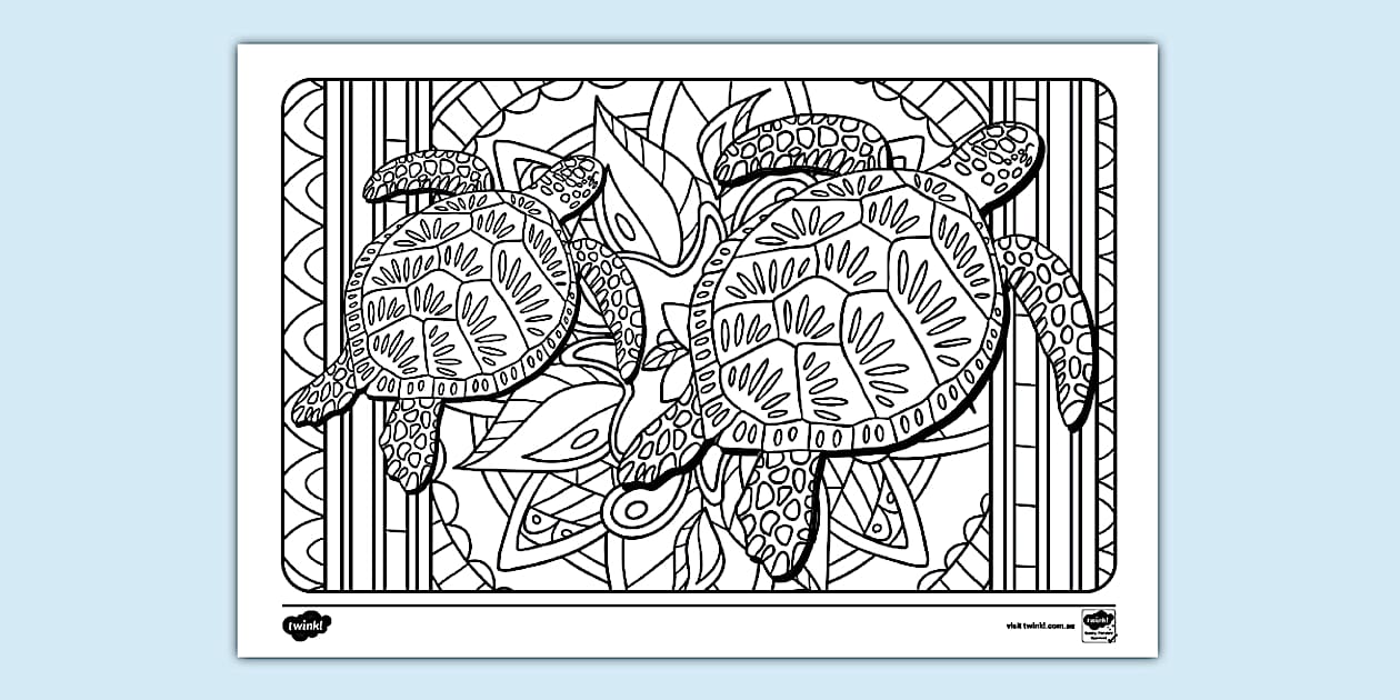 Mindfulness Turtle Colouring Sheet (teacher made) - Twinkl