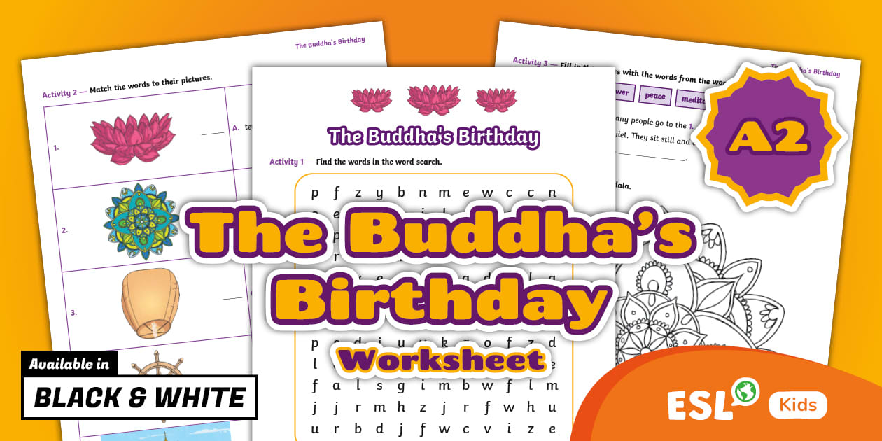 ESL the Buddha's Birthday Worksheet [Kids, A2]