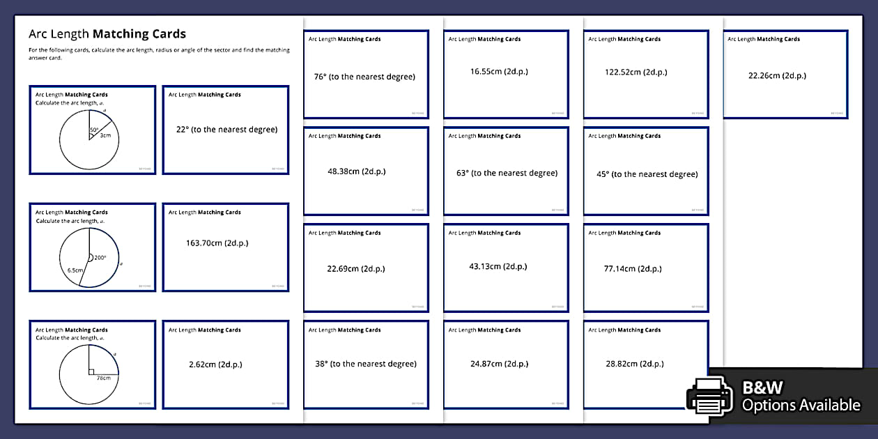 👉 Arc Length Matching Cards (professor feito) - Twinkl