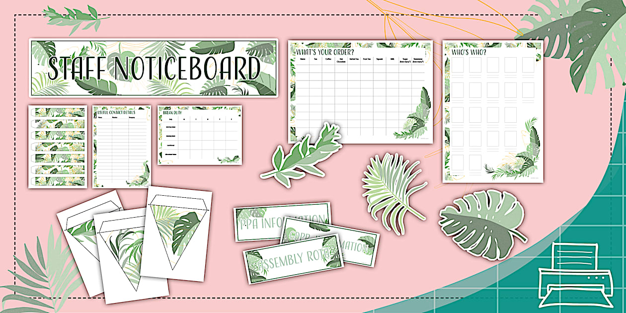 Staff Noticeboard | Classroom Display Pack | Tropical