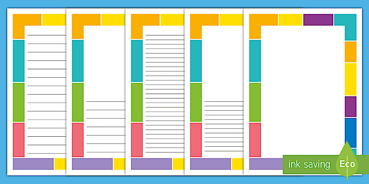 Editable Coloured Pattern Page Borders - Twinkl