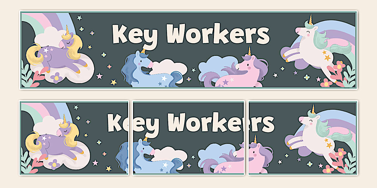Unicorn-Themed Key Workers Display Banner (teacher made)