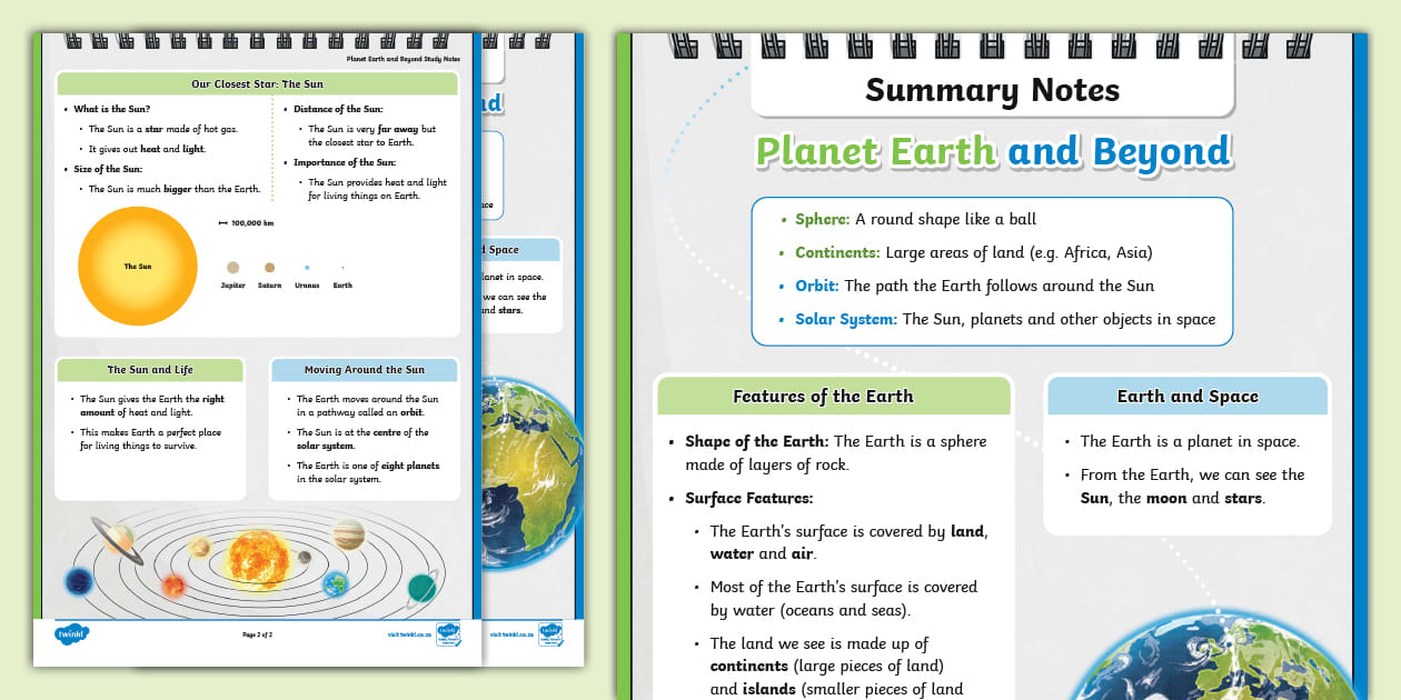 Summary Notes: Planet Earth and Beyond (teacher made)