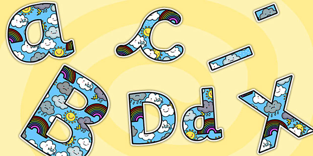 Cursive Weather Themed A4 Display Lettering (Teacher-Made)