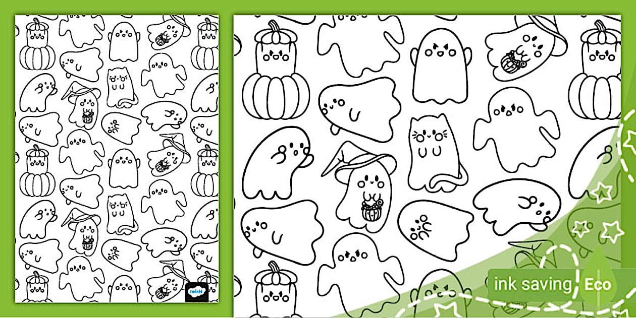 Free Printable Halloween Ghosts Doodle Colouring Page