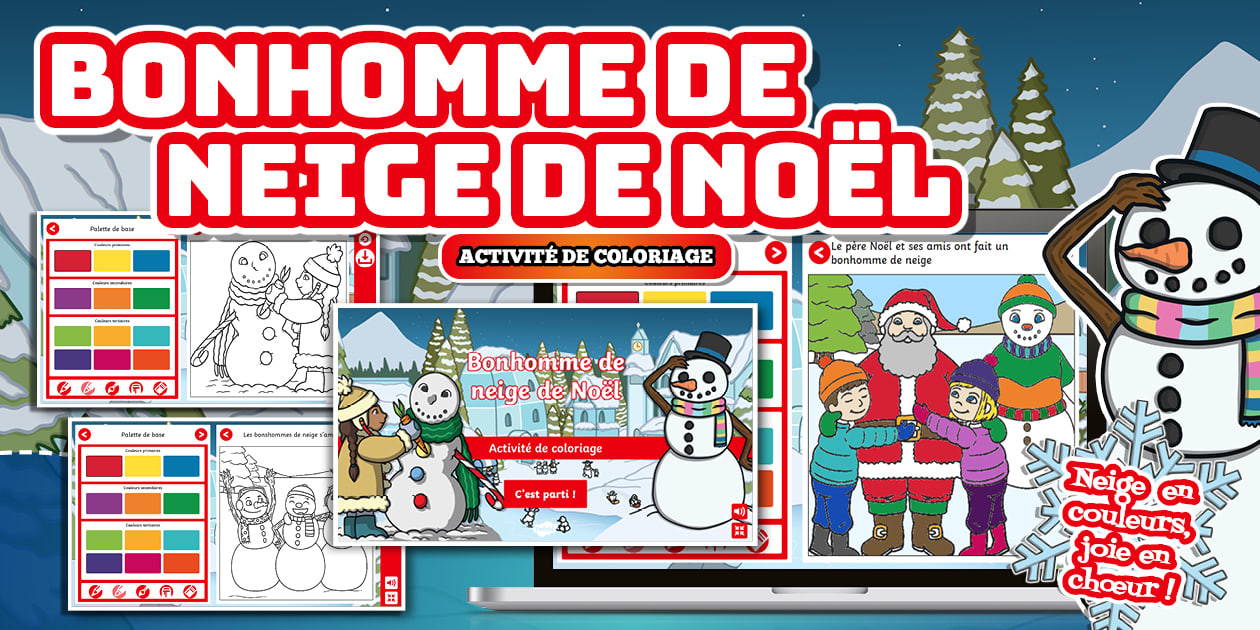 * NEW * Jeu coloriage interactif : Bonhomme de neige de Noël