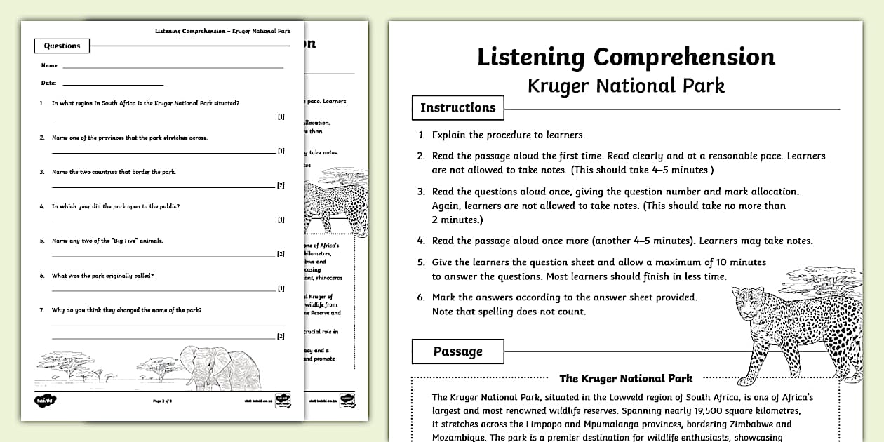 Listening Comprehension: Kruger National Park