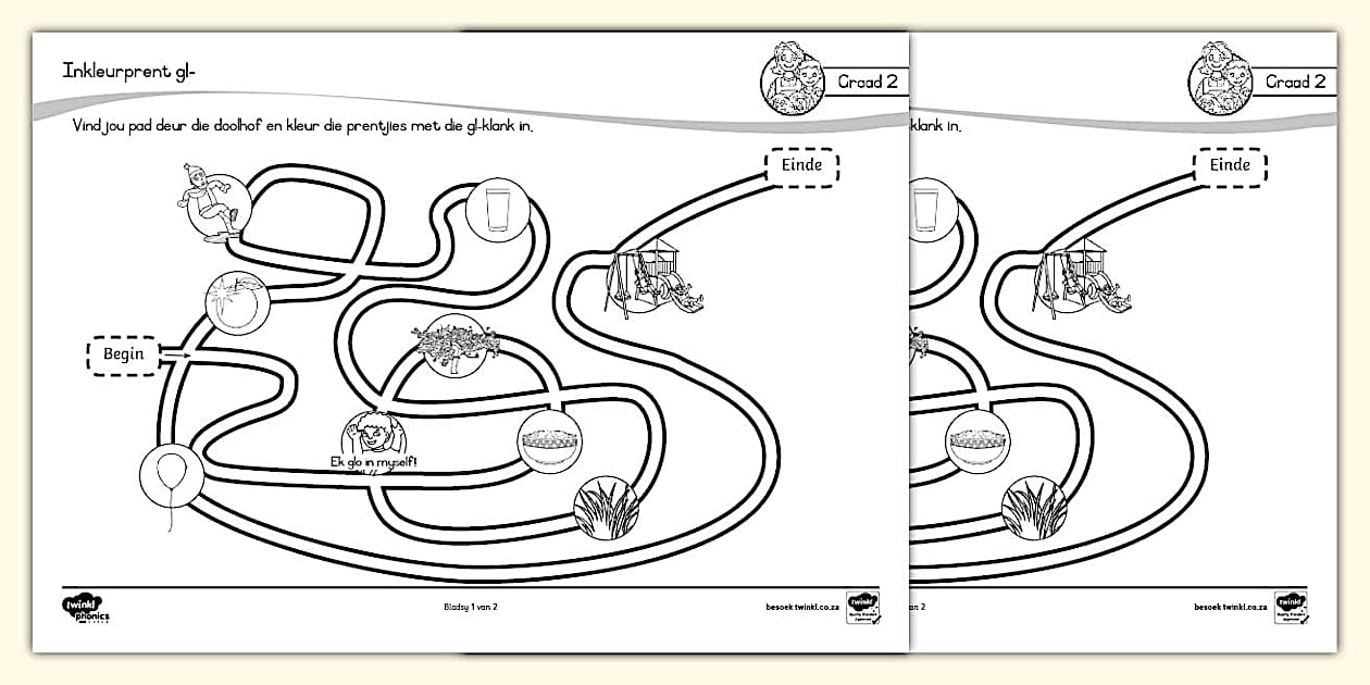 Graad 2 Klanke Inkleurprent gl- (teacher made) - Twinkl