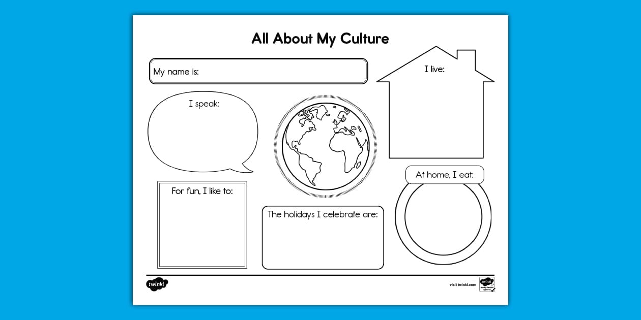 All About My Culture Worksheet for K-2nd Grade - Twinkl