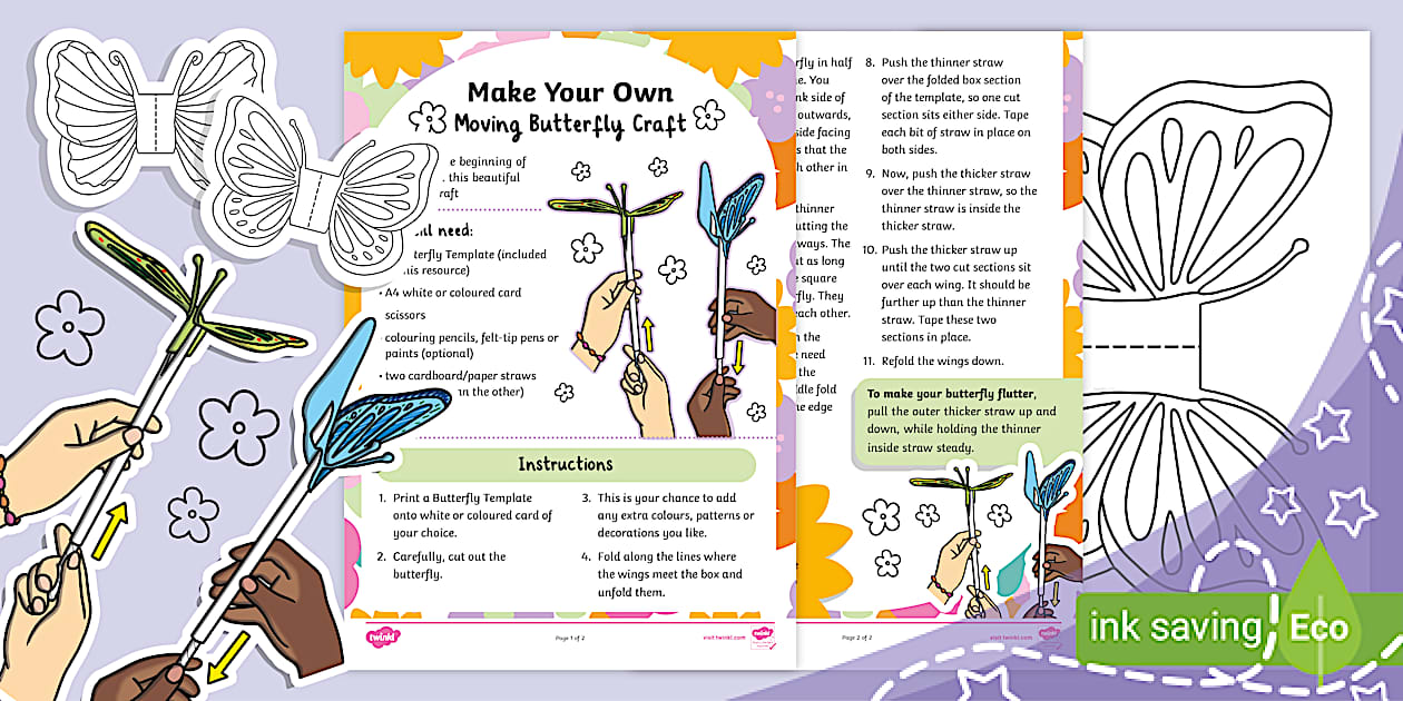 Make Your Own Moving Butterfly Craft (Ages 5 - 7) - Twinkl