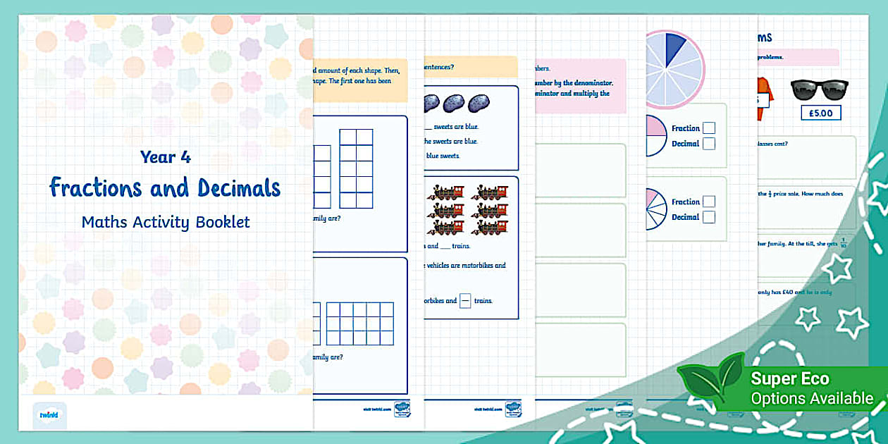 Year 4 Fractions and Decimals Maths Activity Booklet