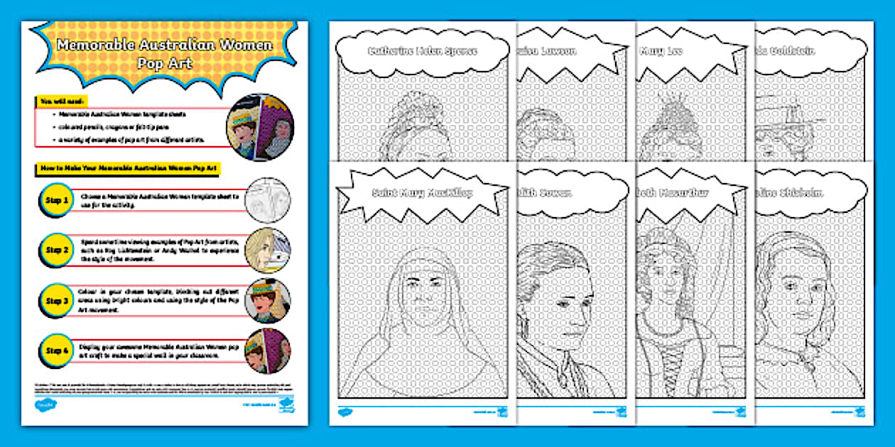 Memorable Australian Women Pop Art Craft (teacher made)