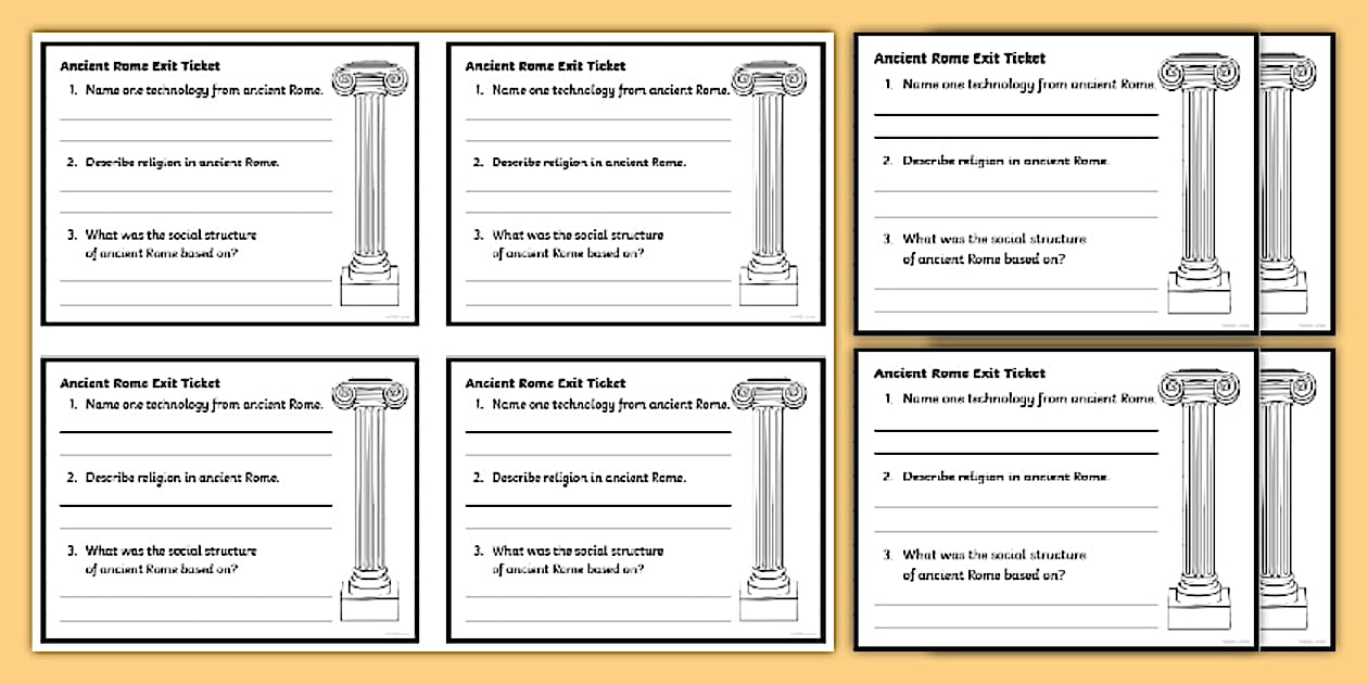 Sixth Grade Ancient Rome Exit Ticket (Hecho por educadores)