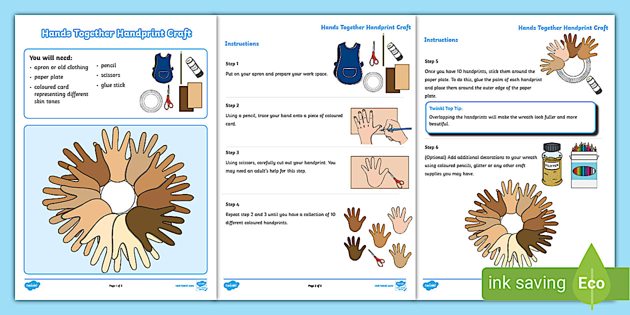 Hands Together Handprint Craft (teacher made) - Twinkl