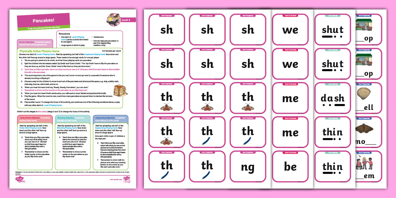Physically Active Phonics Game: Level 3 Pancakes! - Twinkl