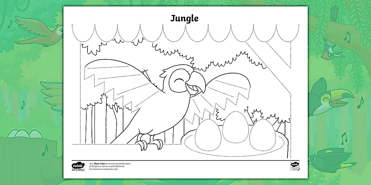 Jungle Scene Pencil Control Sheet (teacher made) - Twinkl
