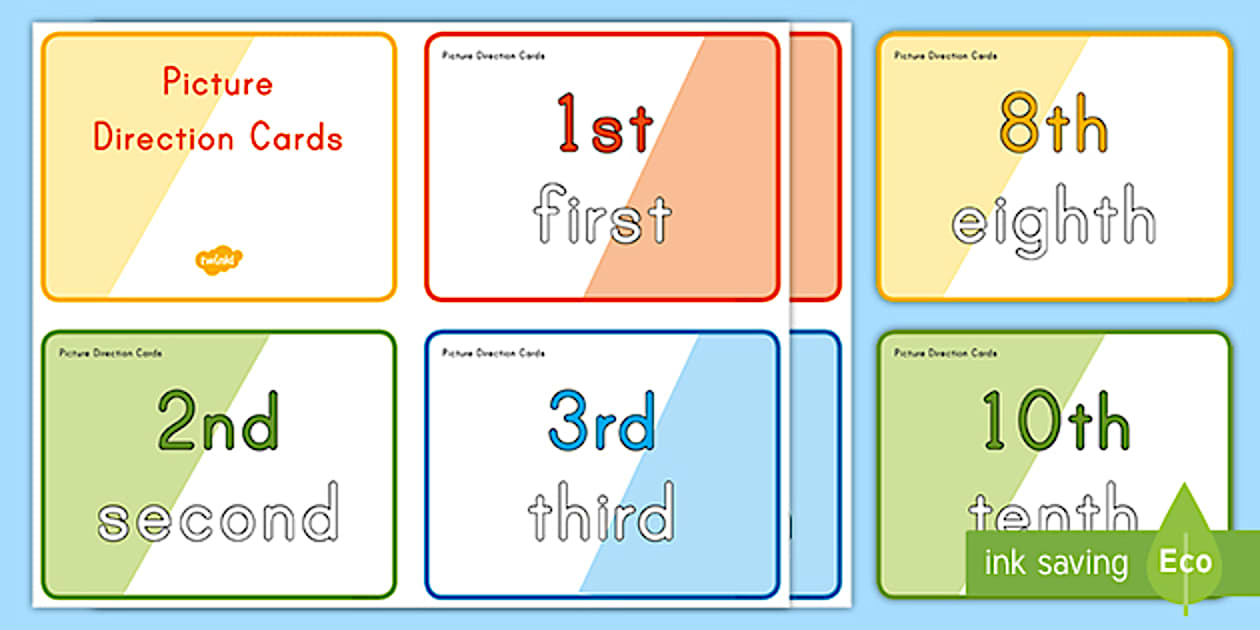 Ordinal Numbers Picture Direction Cards - Twinkl