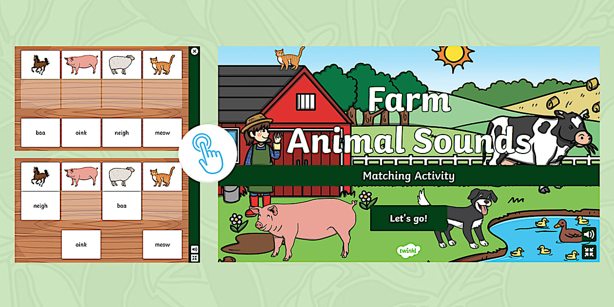 Farm Animal Sounds Interactive Matching Activity - Twinkl