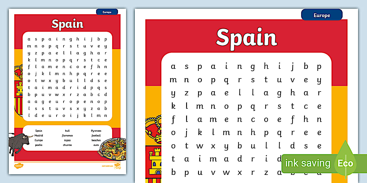 Spain KS1 Word Search - Around the World - Twinkl