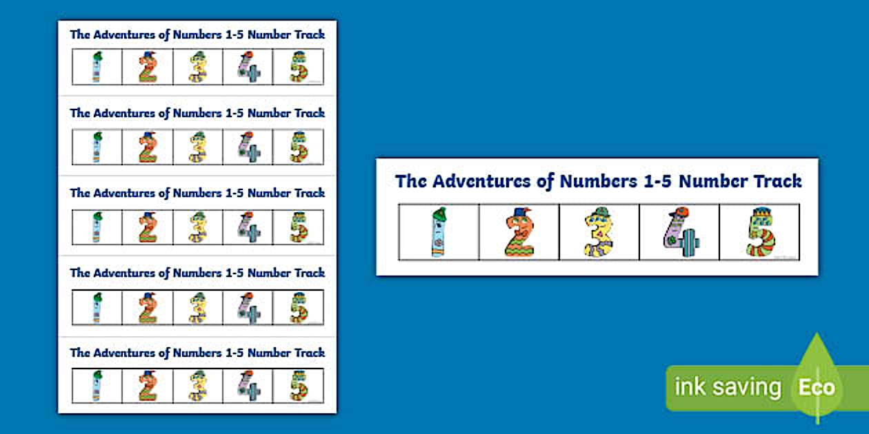 👉 The Adventures of Numbers 1-5 Number Track - Twinkl