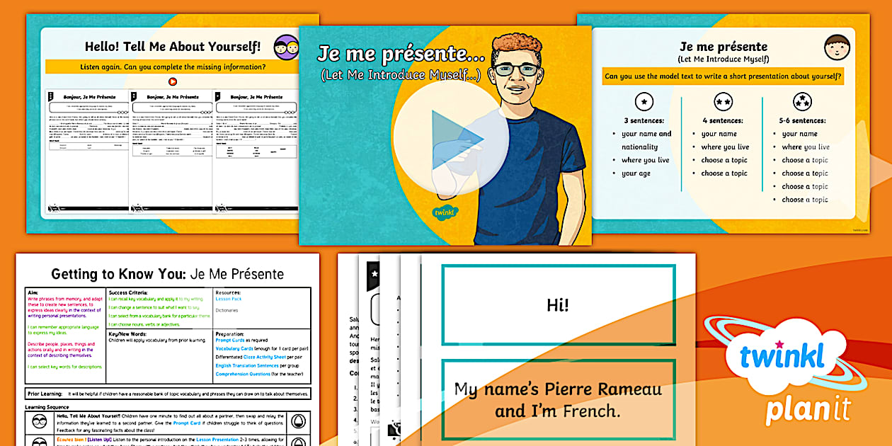 French: Getting to Know You: Je me présente! Year 5 Lesson Pack 6