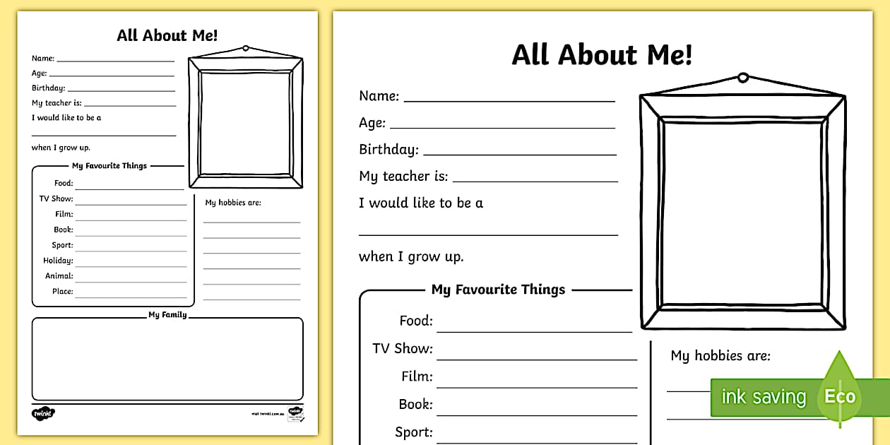 Back to School All About Me Worksheet | Primary Resource