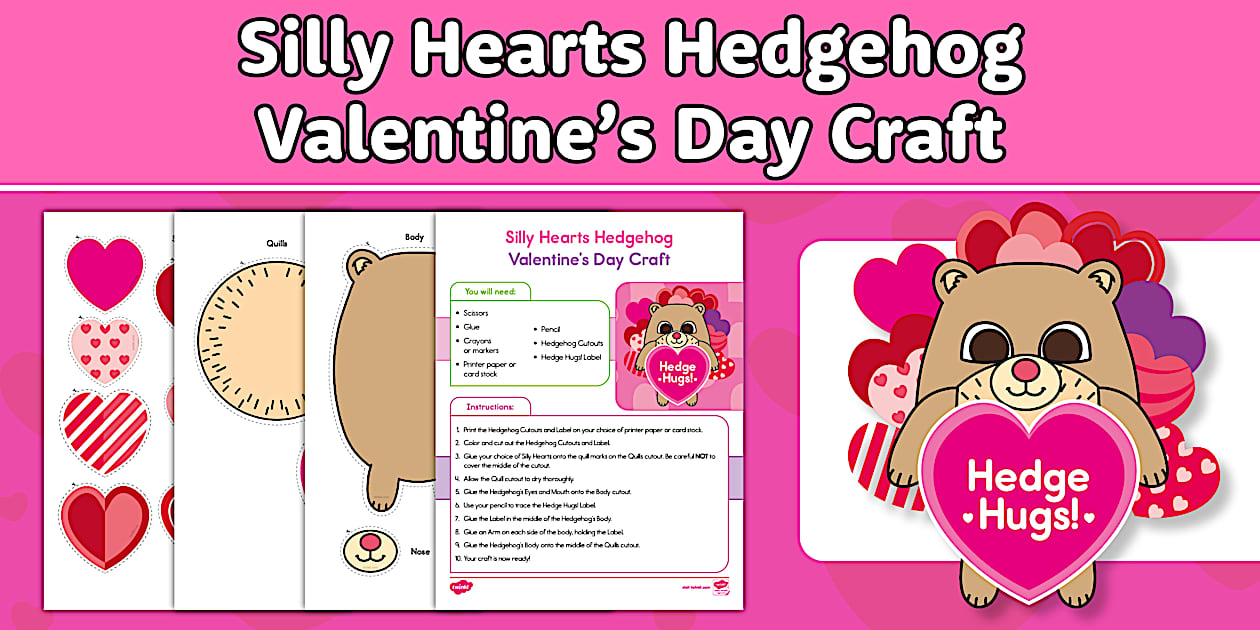 Silly Hearts Hedgehog Valentine's Day Craft
