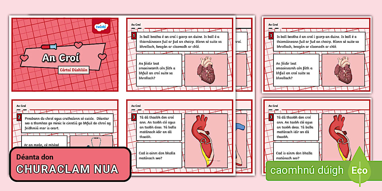 The Heart Gaeilge Cártaí Dúshláin (teacher made)
