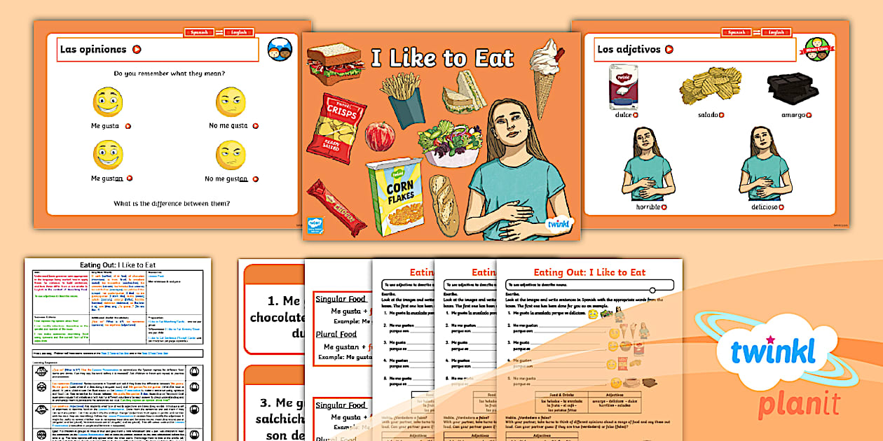 👉 Spanish Food Vocabulary - I Like to Eat Lesson Pack