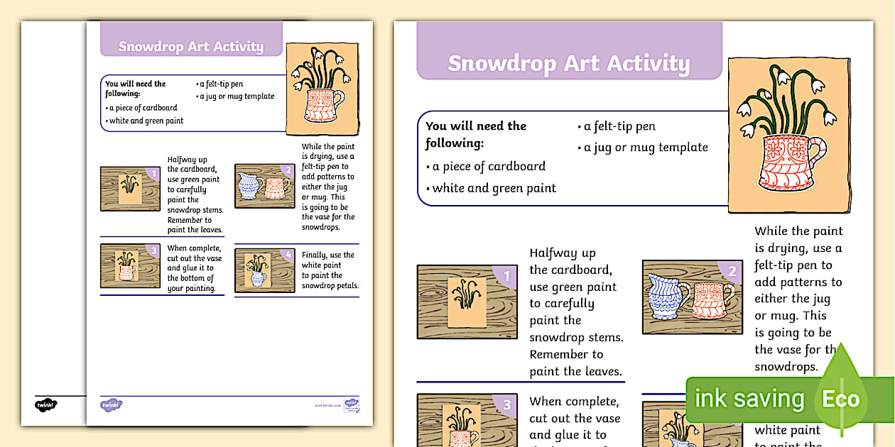 Snowdrop Art Activity (teacher made) - Twinkl