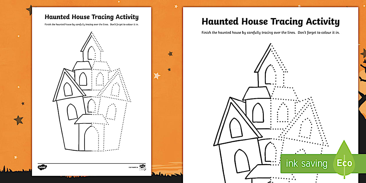 Halloween Haunted House Tracing Activity | Twinkl Resources