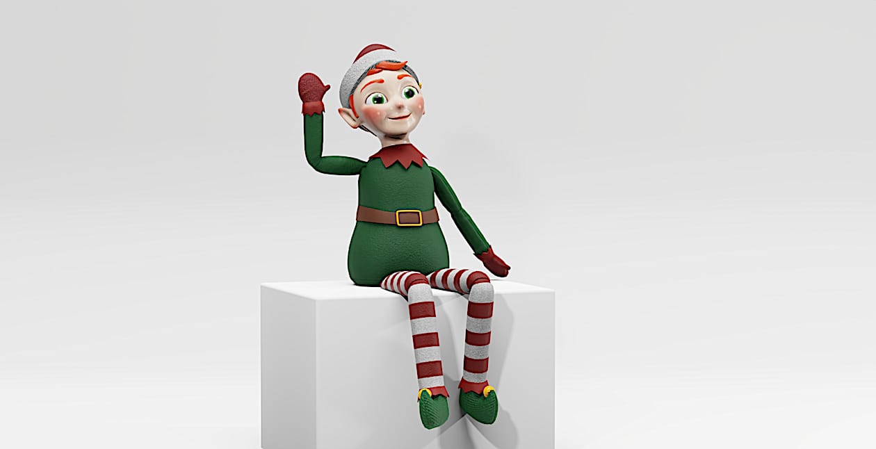 3D Model: Events - Sitting Elf (Teacher-Made) - Twinkl