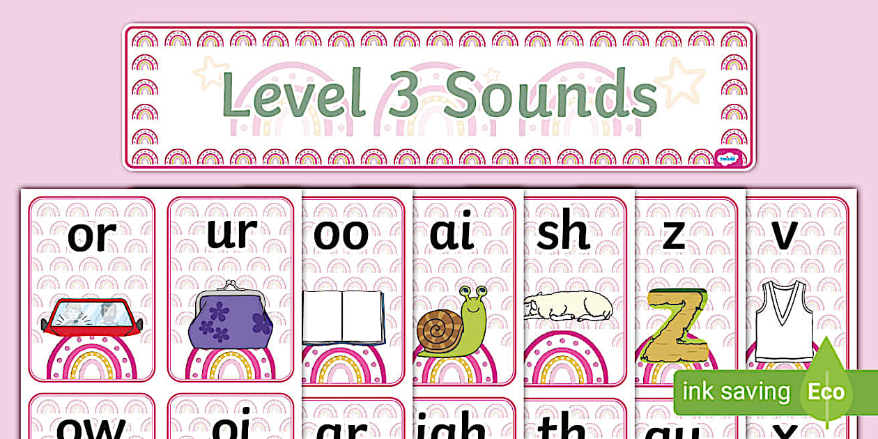 Twinkl - Muted Rainbow-Themed Level 3 Sounds Display Pack