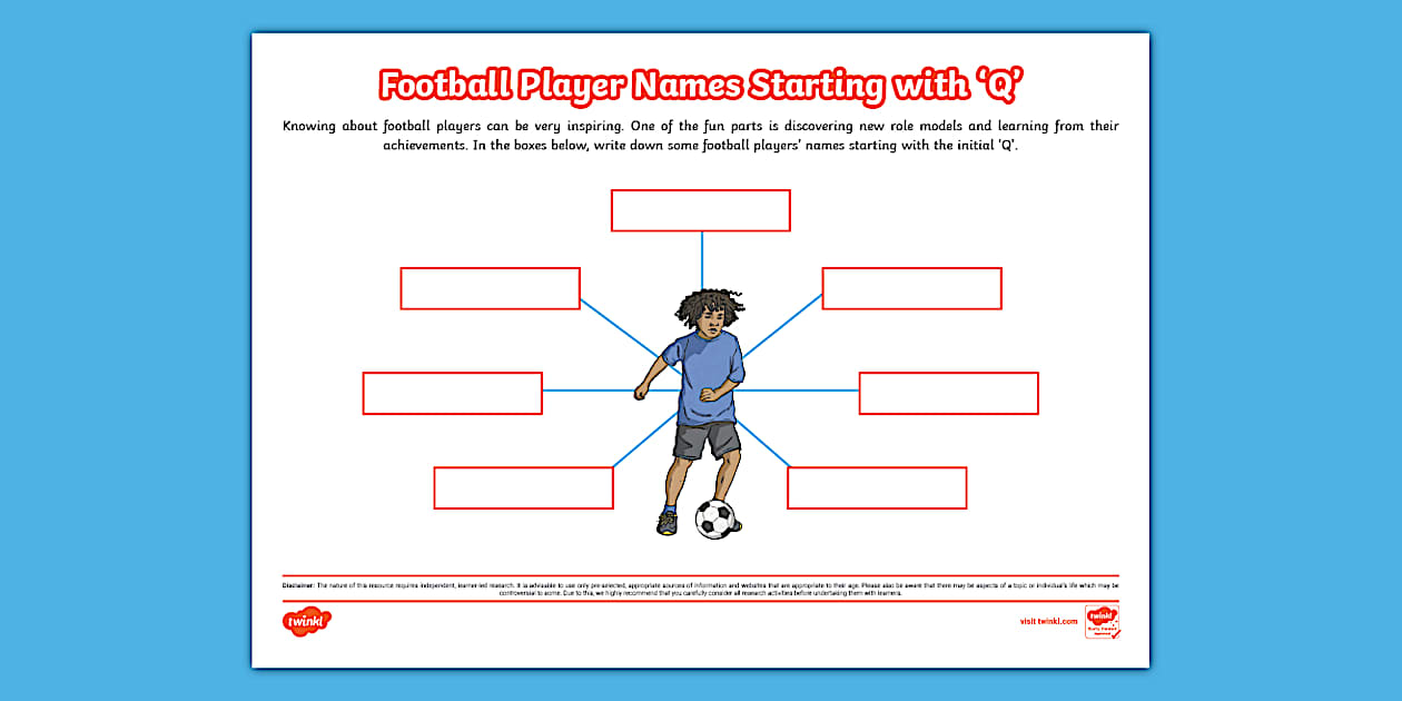 Football Player Names Starting with 'Q' Activity - Twinkl