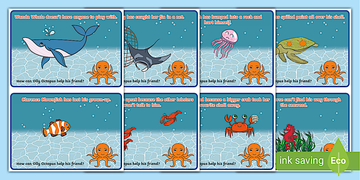 Sea Creatures Problem Scenario Cards (teacher made) - Twinkl