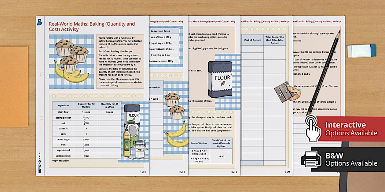 Real-World Maths: Baking (Quantity and Cost) Activity