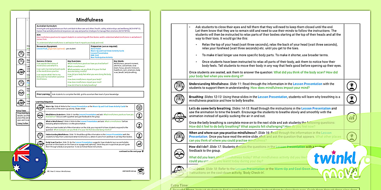 Move PE Year 3 Mindfulness Lesson Plan