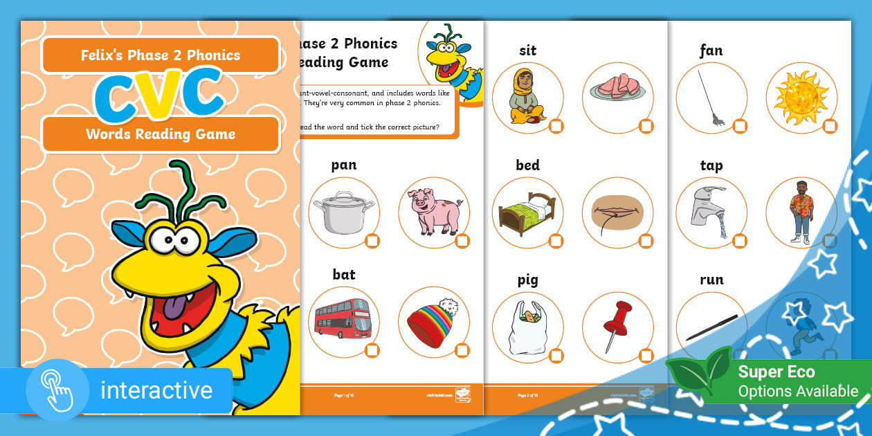 Felix’s Phase 2 Phonics Early Reading Game - Twinkl