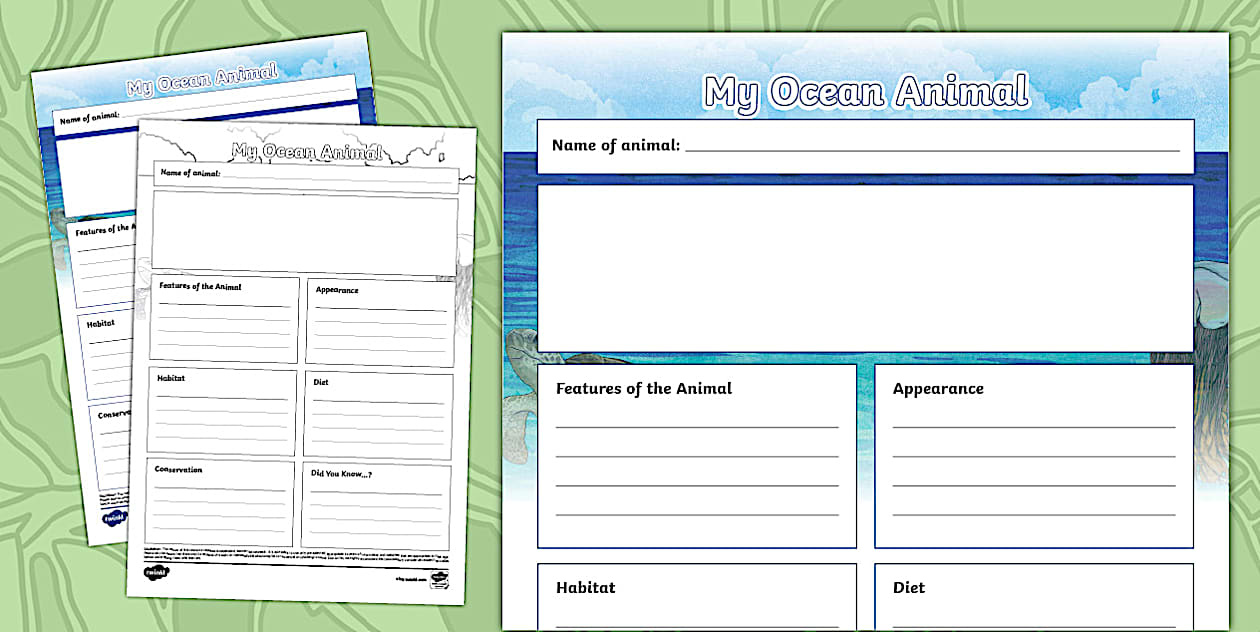 Ocean Animal Fact File Template - Twinkl Science - Twinkl